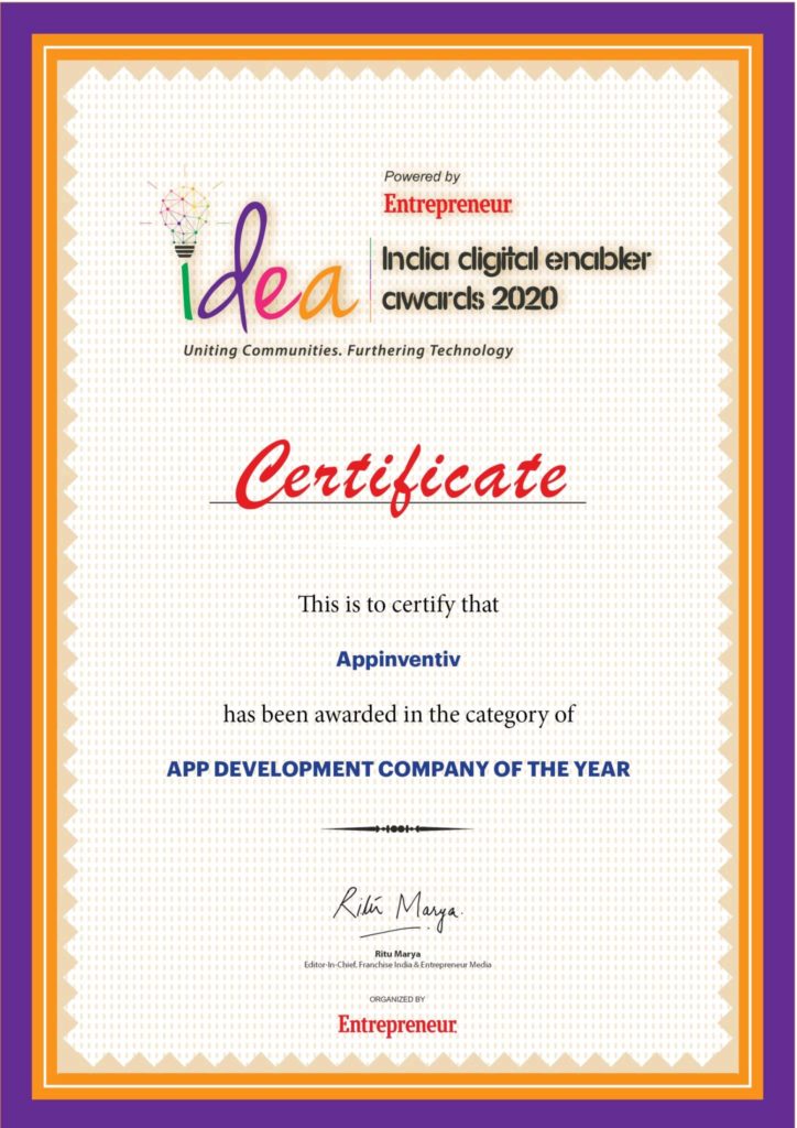 Entrepreneur.com Titles Appinventiv As ‘App Development Company of the ...